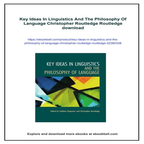 Key Ideas In Linguistics And The Philosophy Of Language Christopher ...