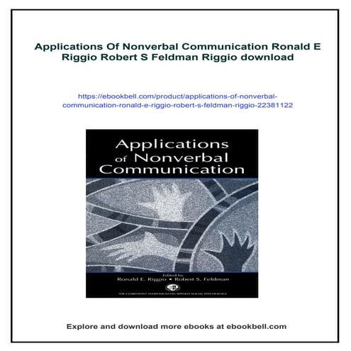 Applications Of Nonverbal Communication Ronald E Riggio Robert S ...