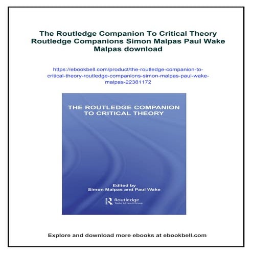 The Routledge Companion To Critical Theory Routledge Companions Simon ...