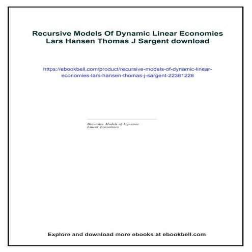 Recursive Models Of Dynamic Linear Economies Lars Hansen Thomas J Sargent | PDF