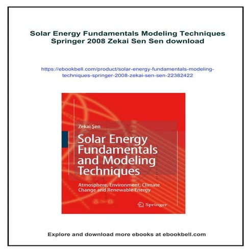 Solar Energy Fundamentals Modeling Techniques Springer 2008 Zekai Sen Sen | PDF