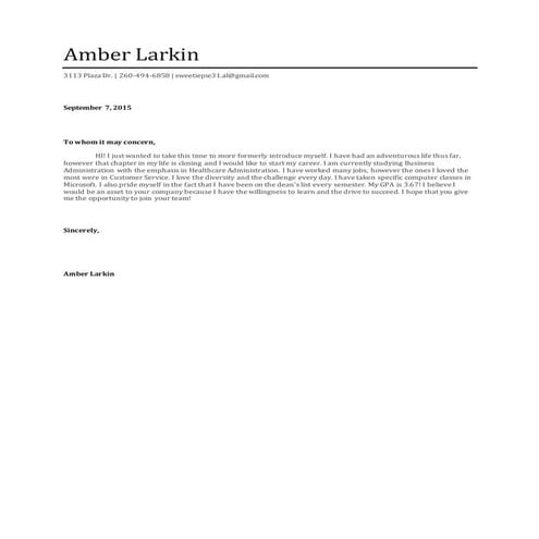 Cover Letter | DOCX