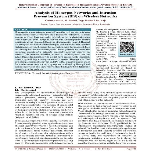 Analysis Of Honeypot Networks And Intrusion Prevention System Ips On Wireless Networks Pdf