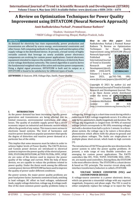 A Review On Optimization Techniques For Power Quality Improvement Using Dstatcom Neural Network