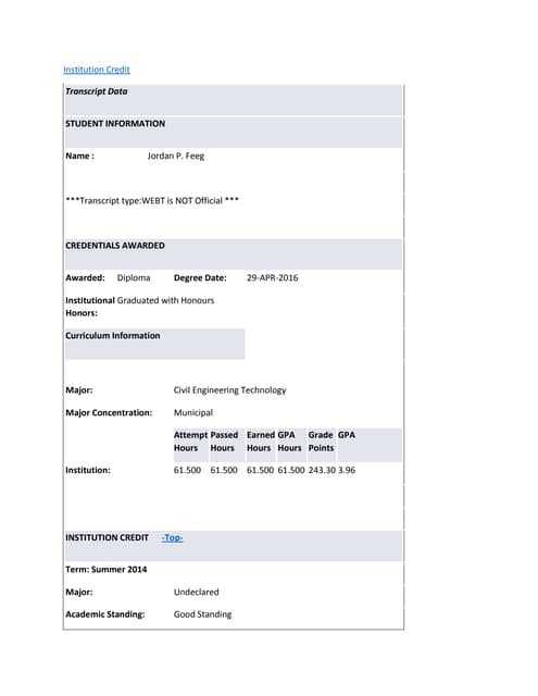 Student transcript | PDF