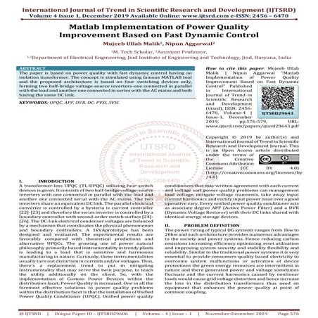 Matlab Implementation of Power Quality Improvement Based on Fast Dynamic Control | PDF | Gas and ...