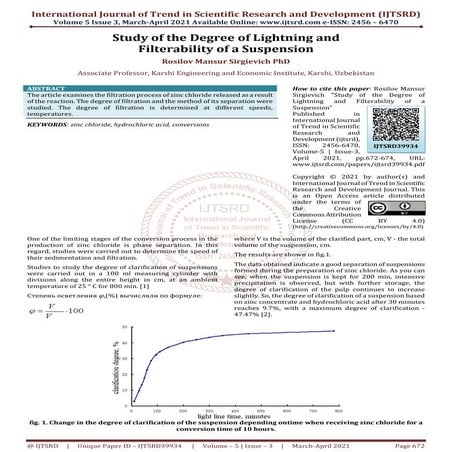 Study of the Degree of Lightning and Filterability of a Suspension | PDF