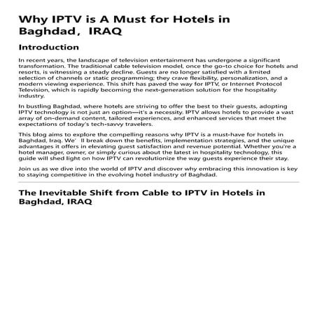 Why IPTV is A Must for Hotels in Baghdad，IRAQ | PDF