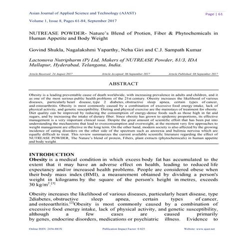 NUTREASE POWDER- Nature’s Blend of Protien, Fiber & Phytochemicals in ...