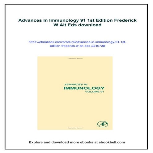 Advances In Immunology 91 1st Edition Frederick W Alt Eds | PDF