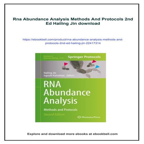 Rna Abundance Analysis Methods And Protocols 2nd Ed Hailing Jin | PDF