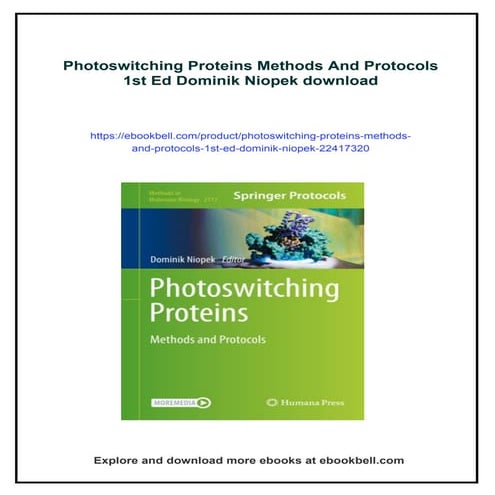 Photoswitching Proteins Methods And Protocols 1st Ed Dominik Niopek | PDF