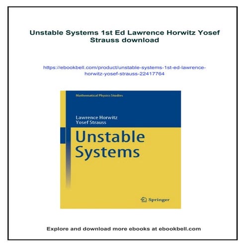 Unstable Systems 1st Ed Lawrence Horwitz Yosef Strauss | PDF