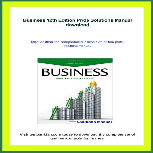Business 12th Edition Pride Solutions Manual | PDF
