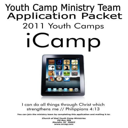 2011 SC COG Youth Camp Worker Application | PDF