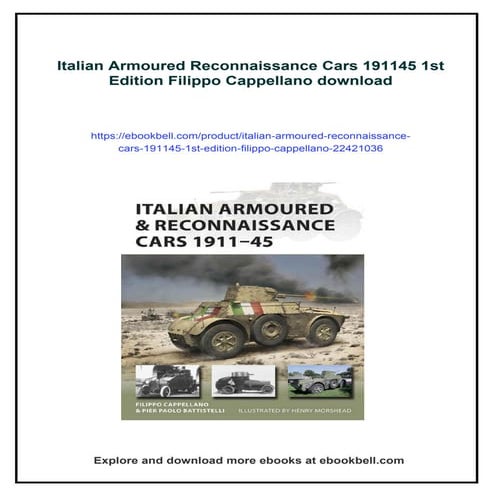 Italian Armoured Reconnaissance Cars 191145 1st Edition Filippo ...