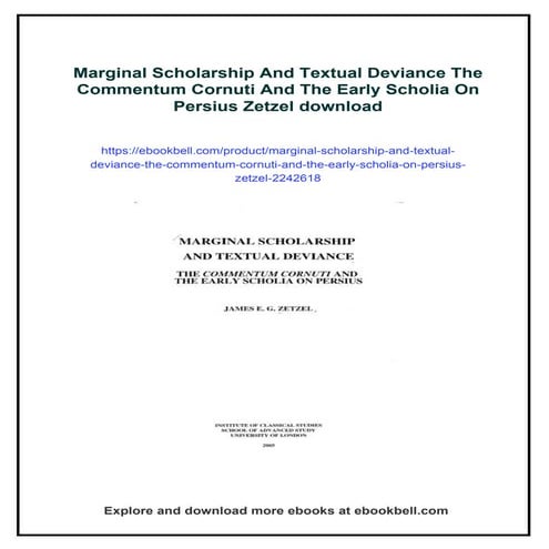 Marginal Scholarship And Textual Deviance The Commentum Cornuti And The ...