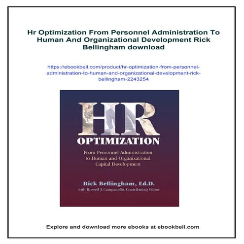 Hr Optimization From Personnel Administration To Human And ...