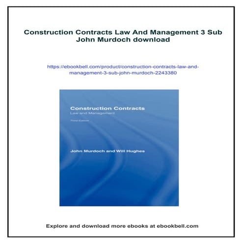 Construction Contracts Law And Management 3 Sub John Murdoch | PDF
