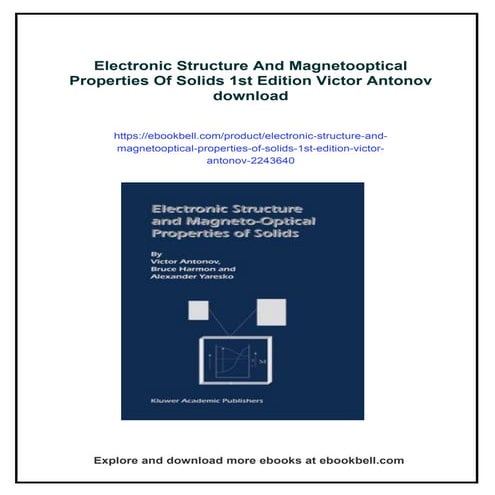 Electronic Structure And Magnetooptical Properties Of Solids 1st ...