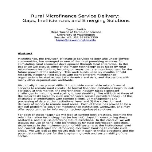 rural mf_service_delivery | PDF | Financial Industry | Industries