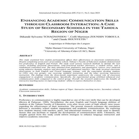 Enhancing Academic Communication Skills Through Classroom Interaction ...