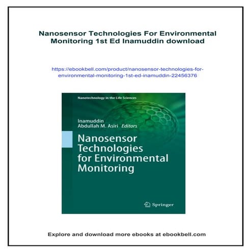 Nanosensor Technologies For Environmental Monitoring 1st Ed Inamuddin | PDF