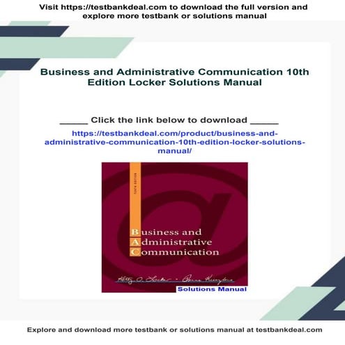 Business and Administrative Communication 10th Edition Locker Solutions ...