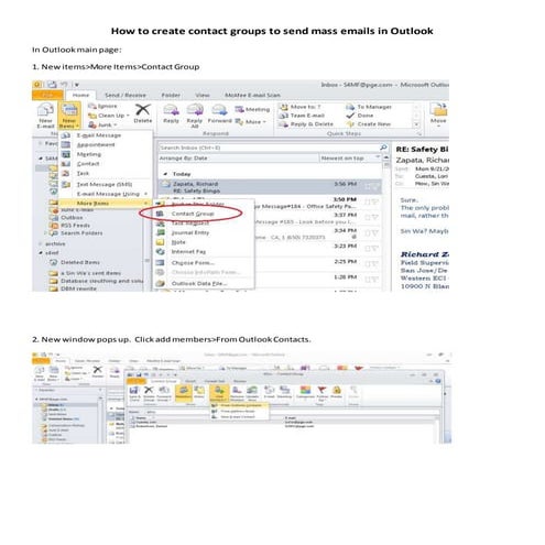 How to create contact groups to send mass emails in Outlook | DOCX | Email | Internet