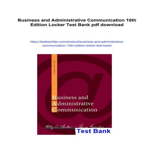 Business and Administrative Communication 10th Edition Locker Test Bank ...