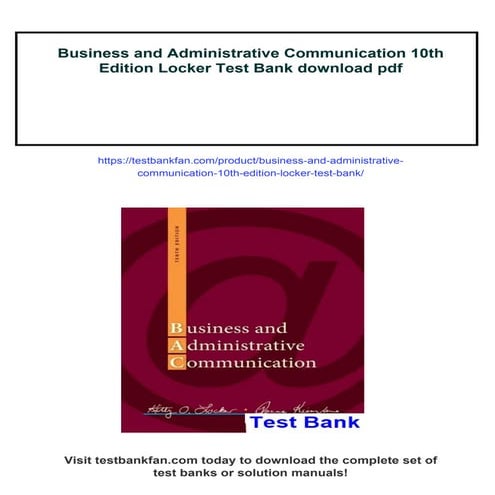 Business and Administrative Communication 10th Edition Locker Test Bank ...