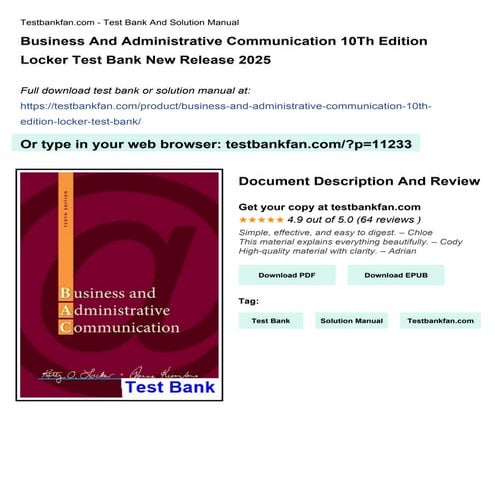 Business and Administrative Communication 10th Edition Locker Test Bank ...