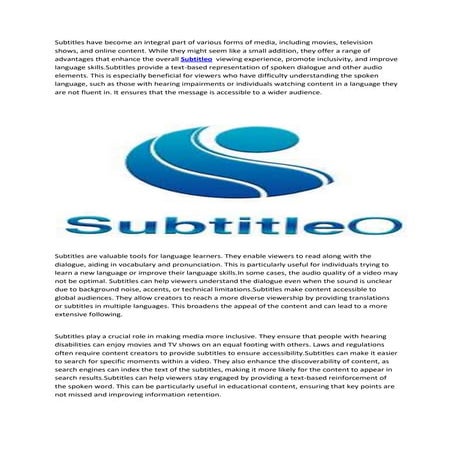 Presentation on the Best Subtitle Service | PDF