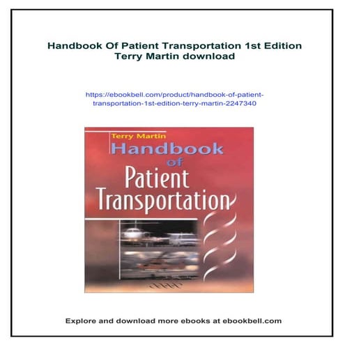 Handbook Of Patient Transportation 1st Edition Terry Martin | PDF
