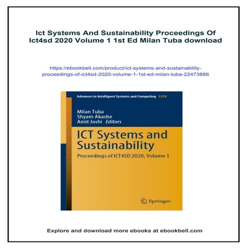 Ict Systems And Sustainability Proceedings Of Ict4sd 2020 Volume 1 1st Ed Milan Tuba | PDF