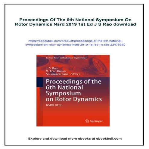 Proceedings Of The 6th National Symposium On Rotor Dynamics Nsrd 2019 1st Ed J S Rao | PDF