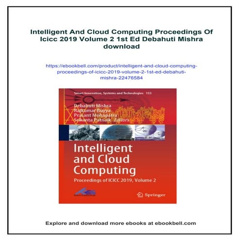 Intelligent And Cloud Computing Proceedings Of Icicc 2019 Volume 2 1st Ed Debahuti Mishra | PDF