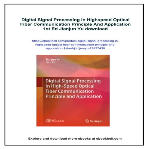Digital Signal Processing In Highspeed Optical Fiber Communication Principle And Application 1st ...