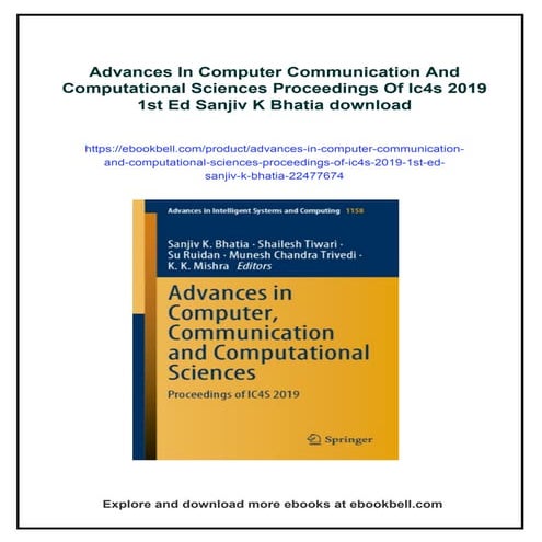 Advances In Computer Communication And Computational Sciences Proceedings Of Ic4s 2019 1st Ed ...