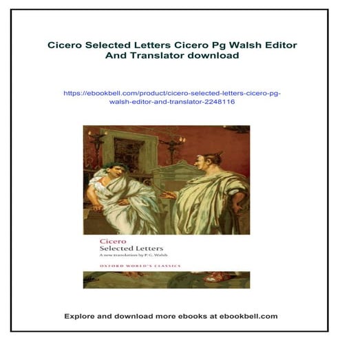 Cicero Selected Letters Cicero Pg Walsh Editor And Translator | PDF