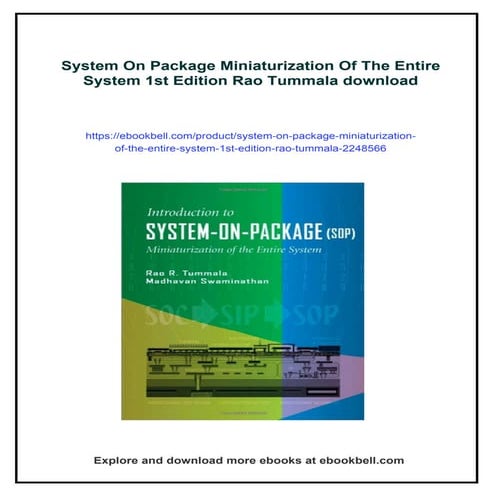 System On Package Miniaturization Of The Entire System 1st Edition Rao ...