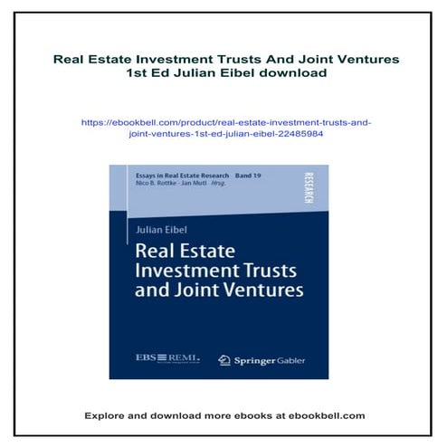 Real Estate Investment Trusts And Joint Ventures 1st Ed Julian Eibel | PDF