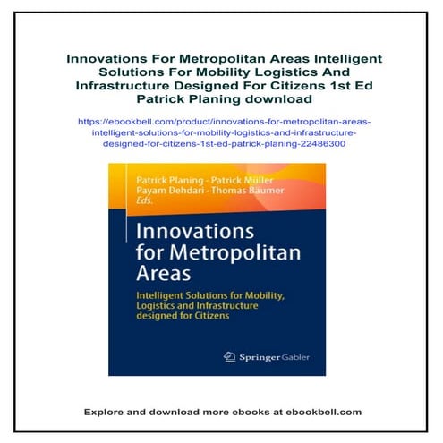 Innovations For Metropolitan Areas Intelligent Solutions For Mobility ...