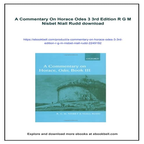 A Commentary On Horace Odes 3 3rd Edition R G M Nisbet Niall Rudd | PDF