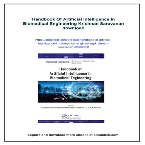 Handbook Of Artificial Intelligence In Biomedical Engineering Krishnan Saravanan | PDF