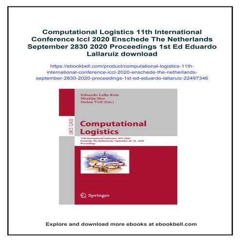 Computational Logistics 11th International Conference Iccl 2020 ...