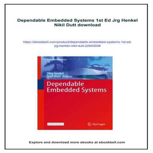 Dependable Embedded Systems 1st Ed Jrg Henkel Nikil Dutt | PDF