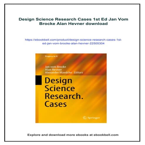 Design Science Research Cases 1st Ed Jan Vom Brocke Alan Hevner | PDF