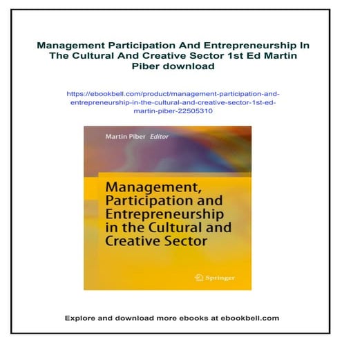 Management Participation And Entrepreneurship In The Cultural And ...