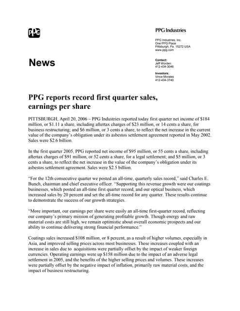 ppg industries 2Q06EarningsRelease | PDF